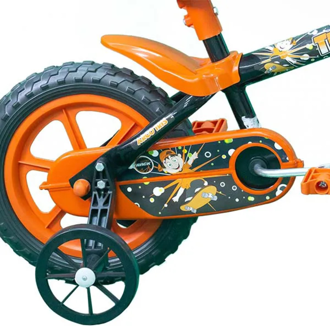 Bicicleta Infantil TK3 Aro 12 Arco Iris Preto e Laranja - Infinity Mega Store